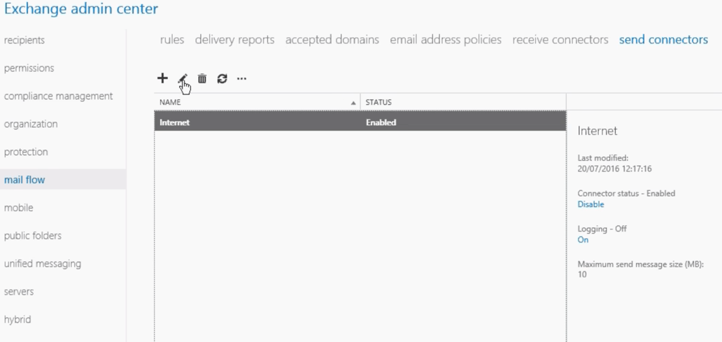 Exchange Server: Creating a send connector / smarthost